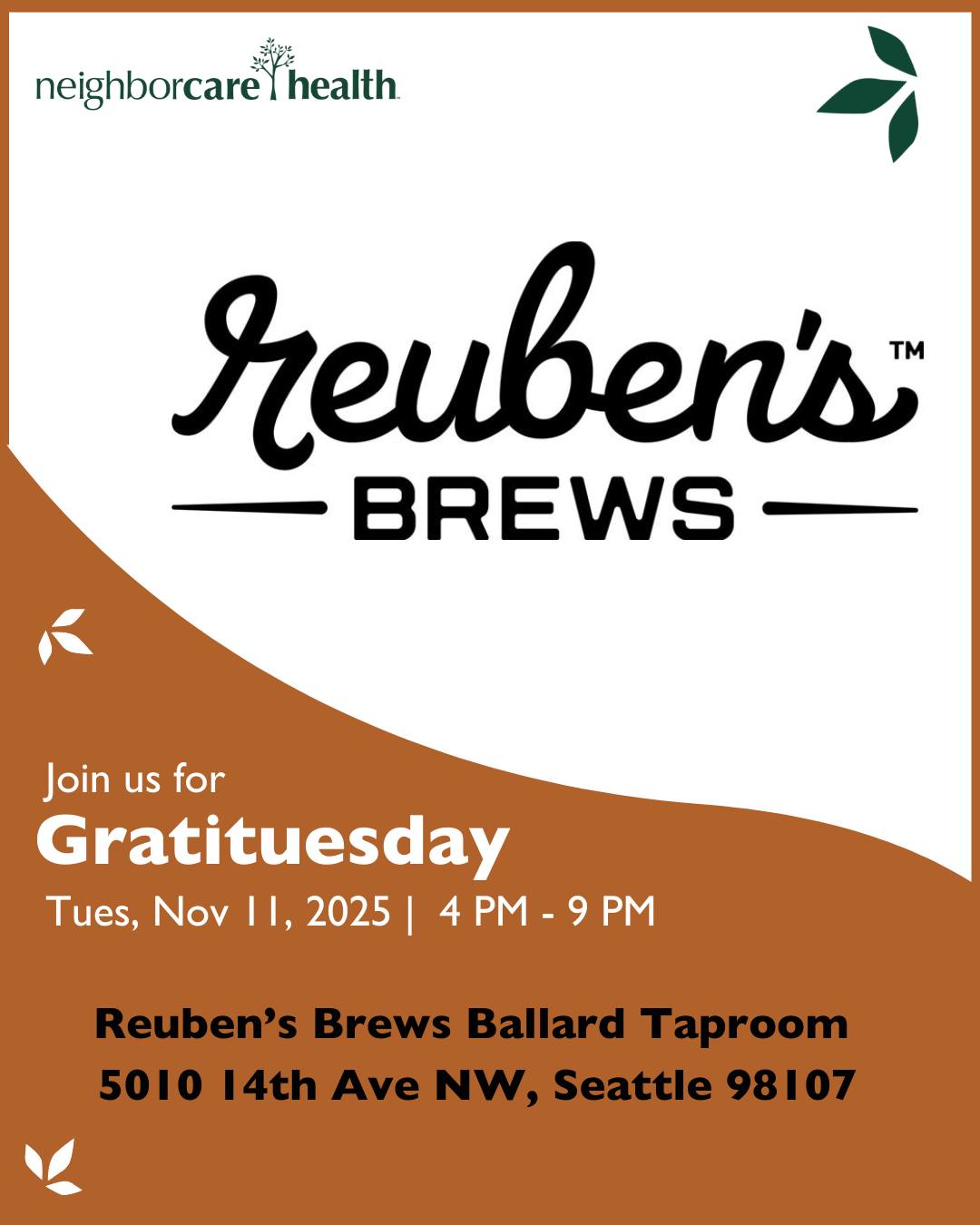 GratiTuesday at Reubens Brews Taproom - Neighborcare Health - Reubens Brews